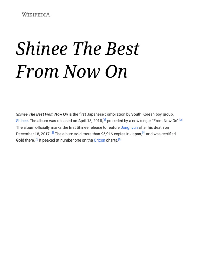 Shinee The Best From Now On - Wikipedia | PDF | Pop Music | Popular Music