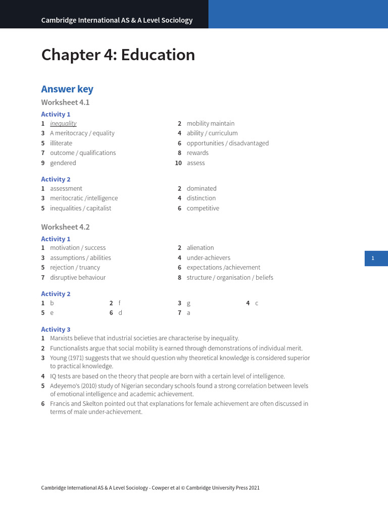 Asal Soc 2ed Tr Ls Answer Key 4 | PDF