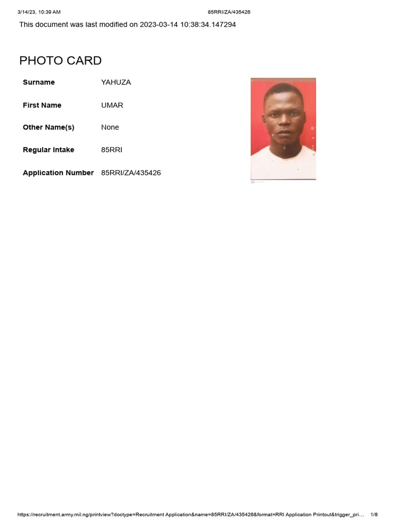 Umar Yahuza Application Form | PDF | Justice | Crime & Violence