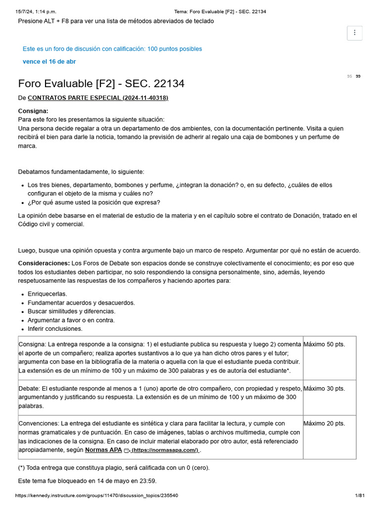 Tema - Foro Evaluable (F2) - SEC. 22134 | PDF | Donación | Filantropía