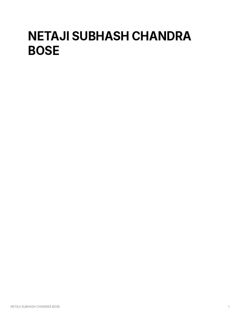 Netaji Subhash Chandra Bose | PDF