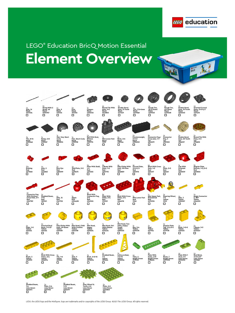 LEGO BricQ Motion Essential Parts List | PDF | Gear | Lego