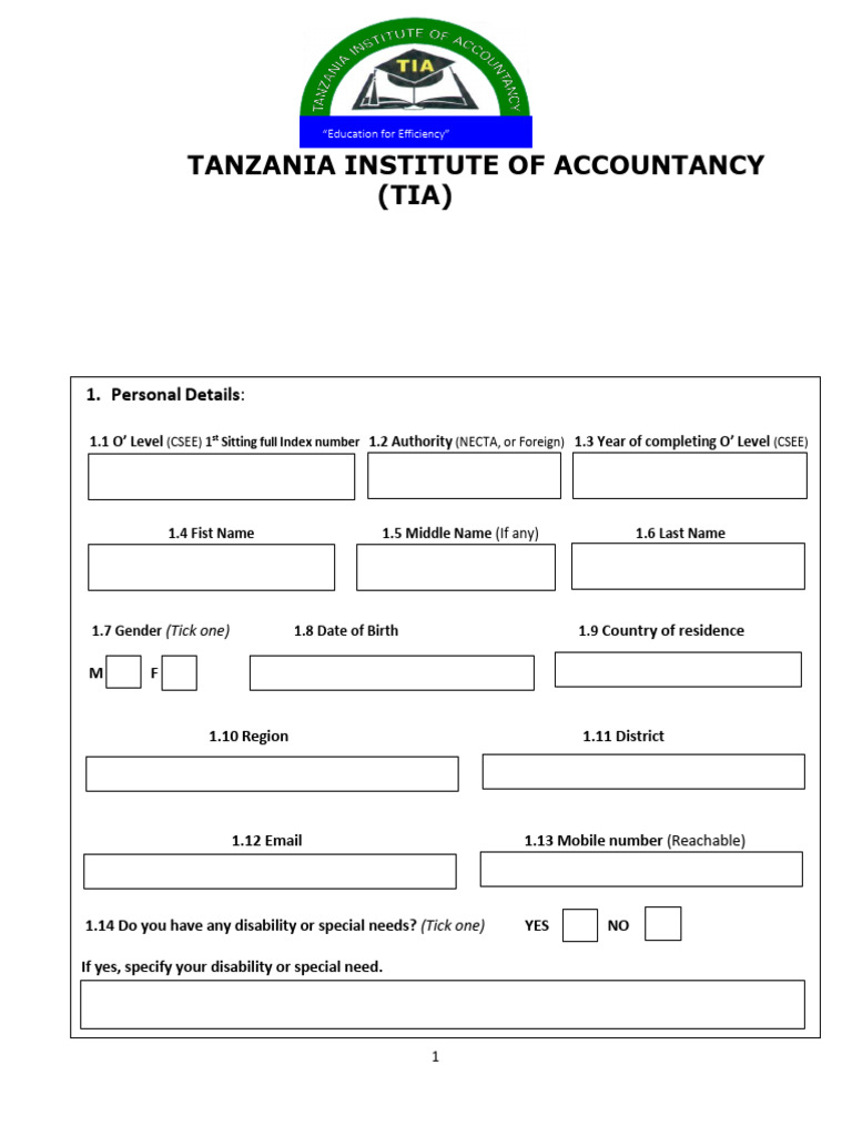 Application Form Tia 2025 | PDF | Educational Stages