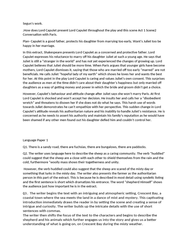 Lord Capulet: A Complex Father Figure | PDF | Characters In Romeo And ...