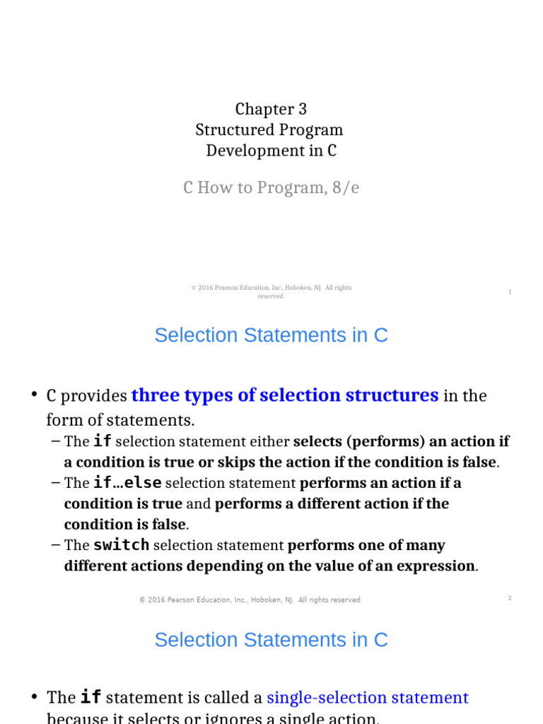 Chapter 3-Selection Structures in C-PreClass | PDF | Integer (Computer Science) | Computer ...