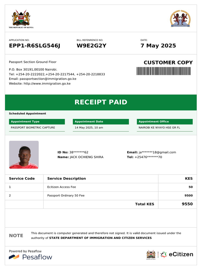 Epp1 r6slg546j Immigration Receipt | PDF | Passport | International Law