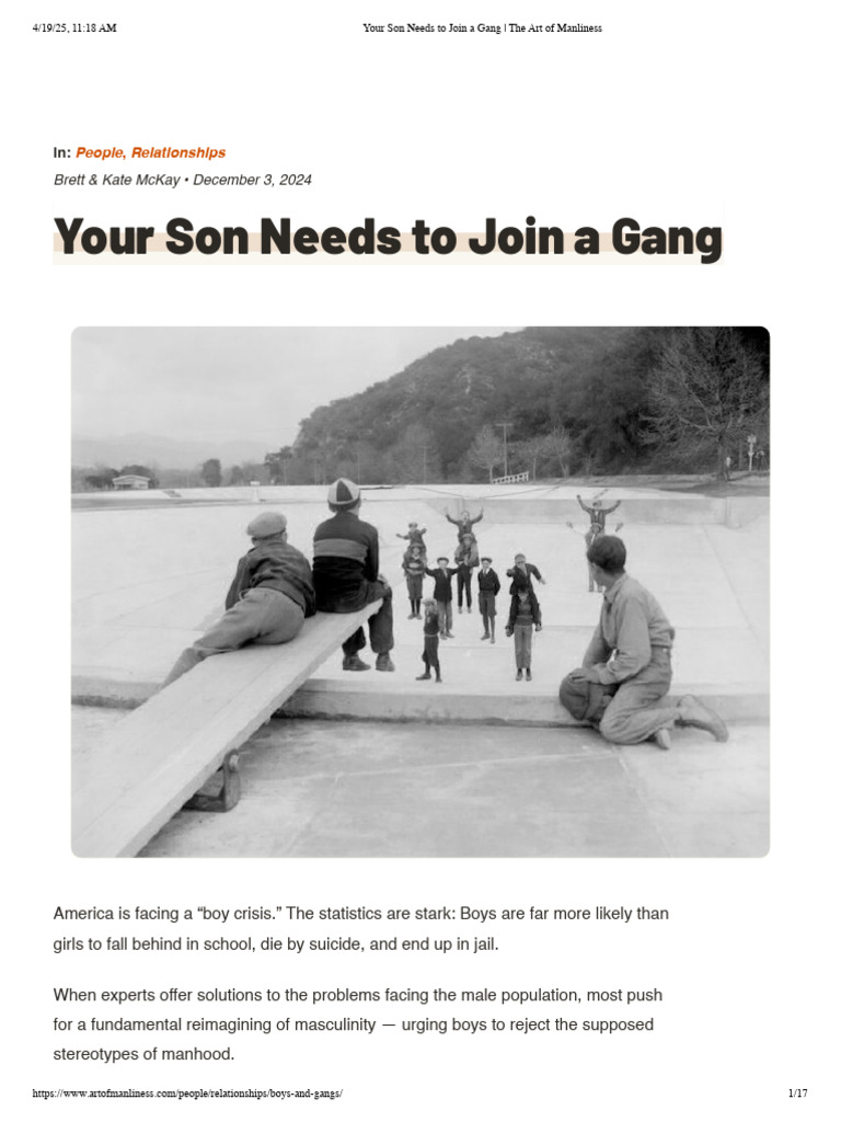 Your Son Needs To Join A Gang - The Art of Manliness | PDF ...