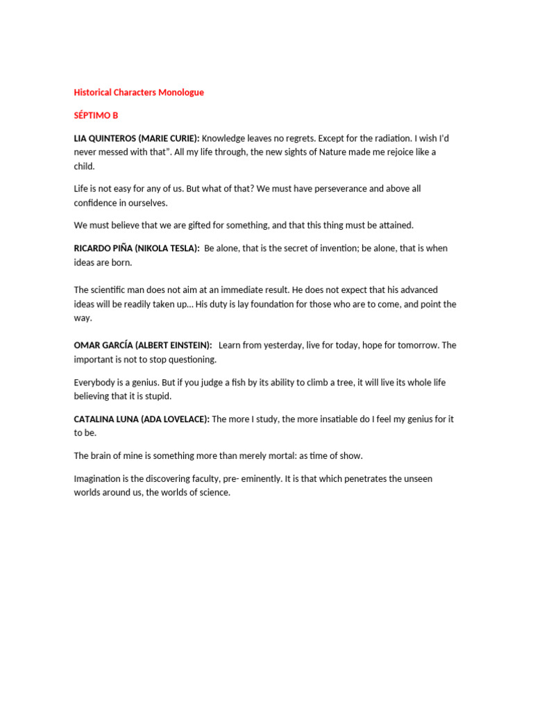 Monologos Historicos 7B | PDF