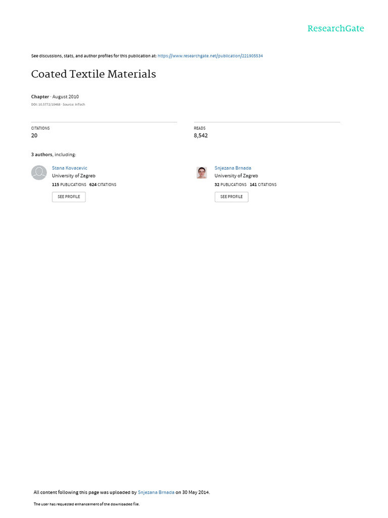 InTech-Coated Textile Materials | PDF | Textiles | Composite Material