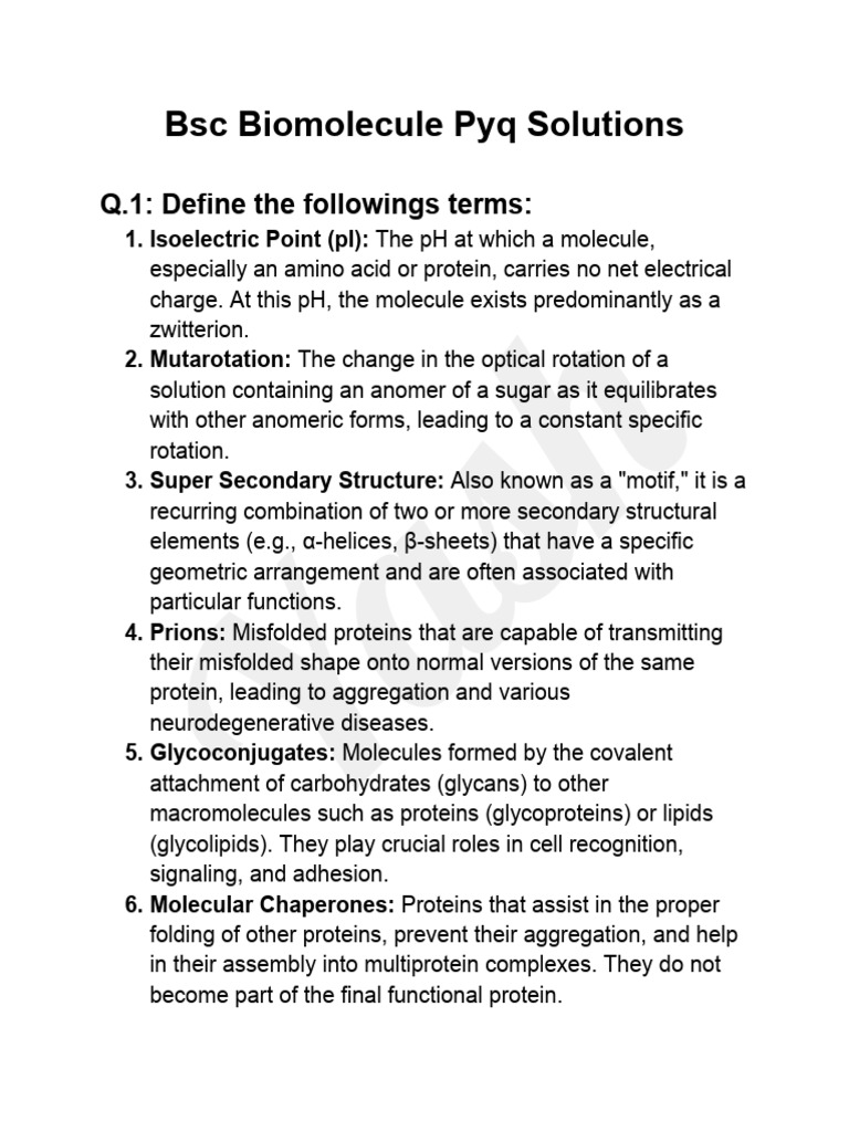 Biomolecule Definitions and Comparisons | PDF | Carbohydrates | Alpha Helix