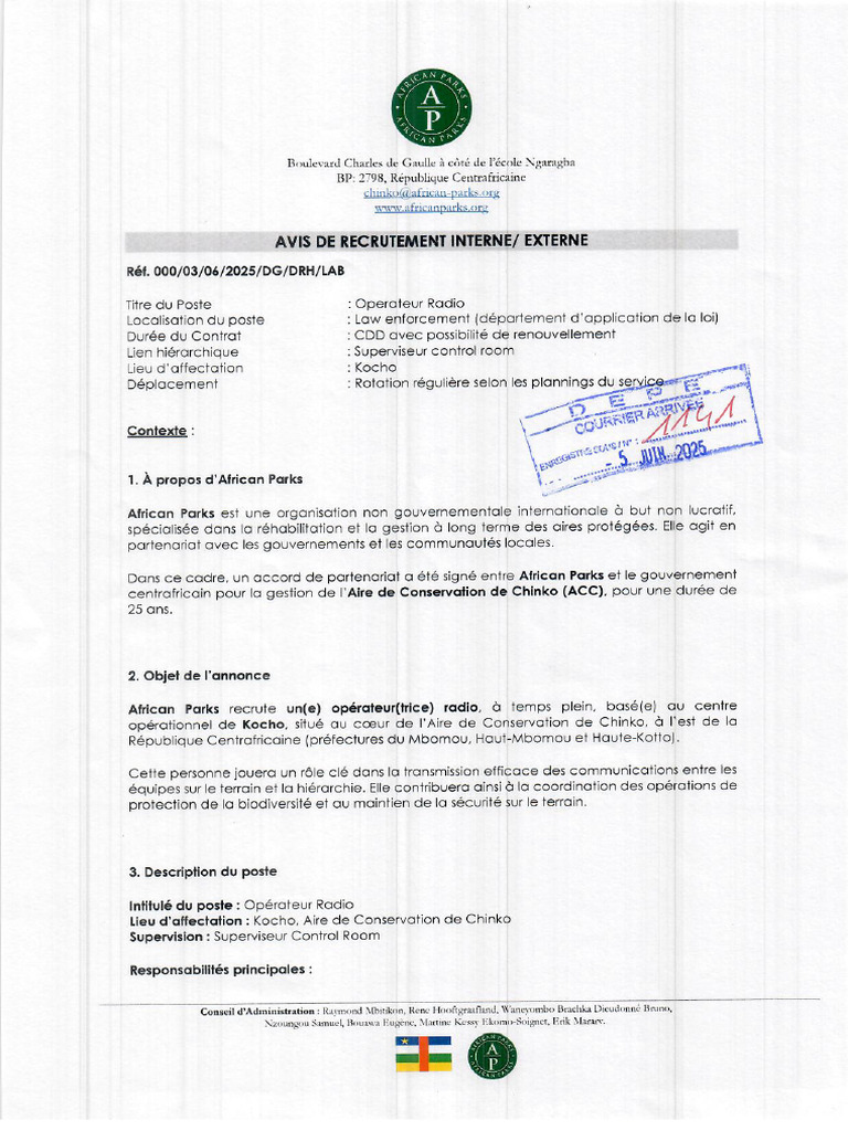 Avis de Recrutement - Opérateur Radio | PDF