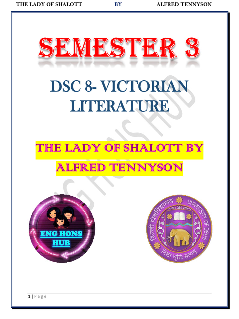 The Lady of Shalott Poem by Alfred Tennyson | PDF