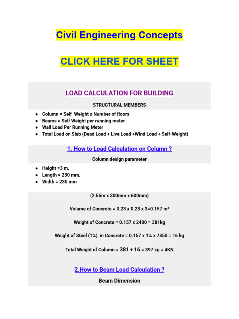 Load Calculations in Civil Engineering | PDF