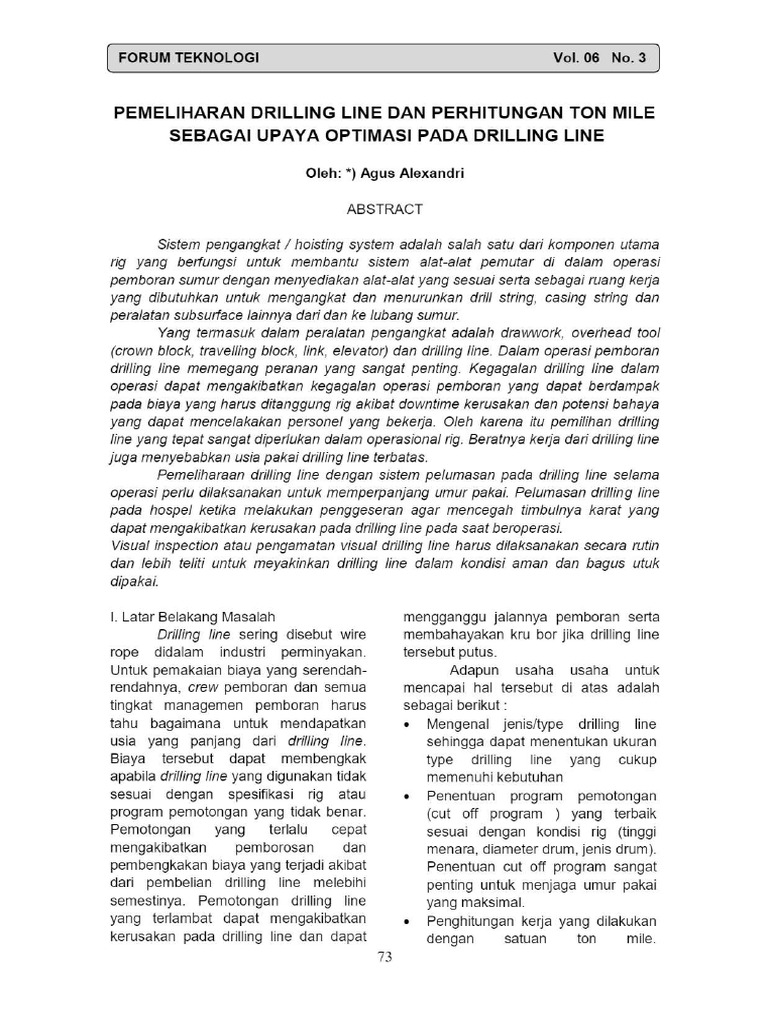Belajar Perhitungan Ton Mile Drilling Line | PDF