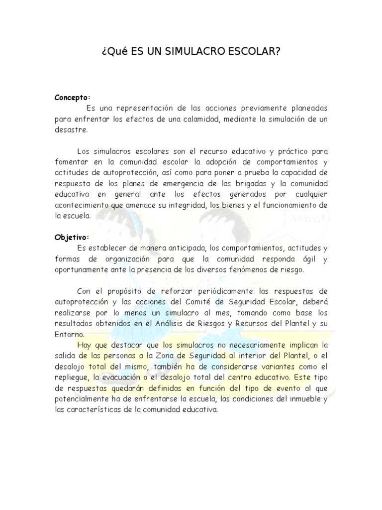 5 Que Es Un Simulacro Escolar | PDF | Simulación | Autodefensa