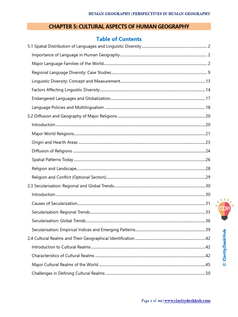 Cultural Aspects of Human Geography | PDF | Africa | Linguistics