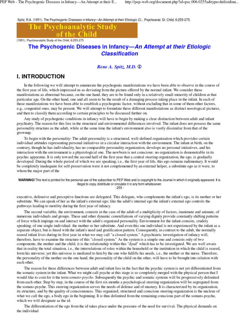 The Psychogenic Diseases in Infancy | PDF | Id | Infants
