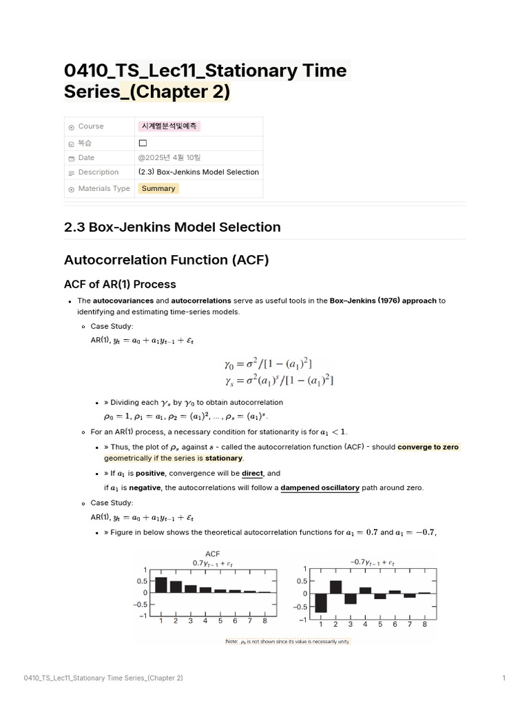 TS Lec11 Stationary Time Series (Chapter 2) | PDF | Autoregressive Model | Akaike Information ...