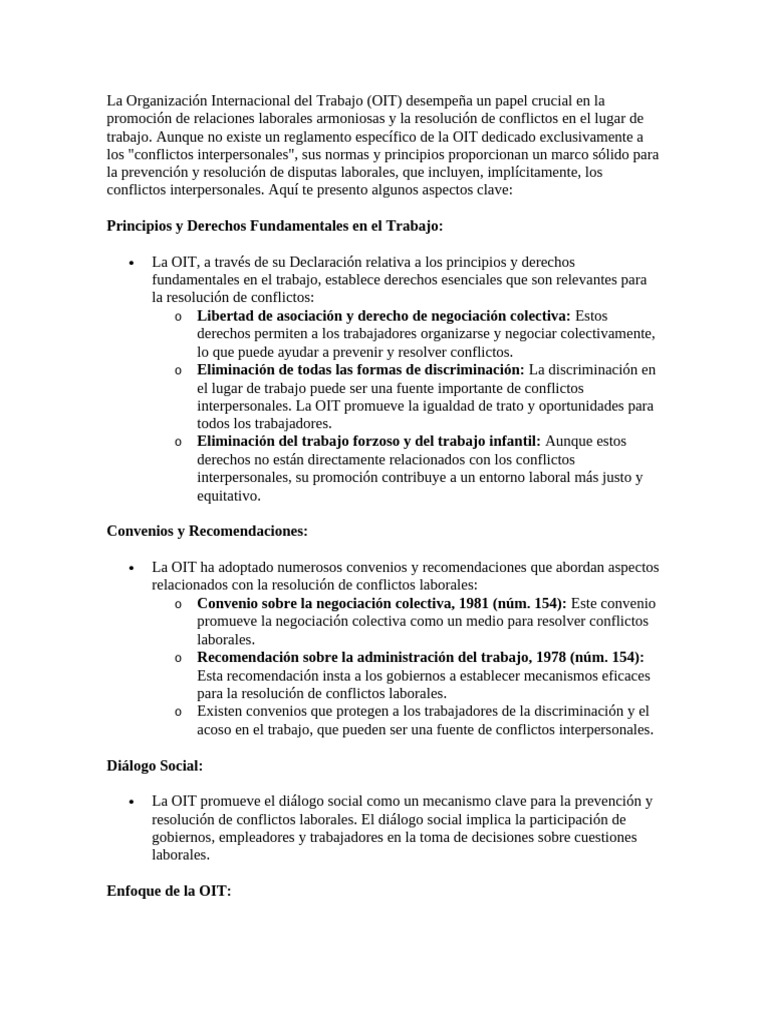 La Organización Internacional Del Trabajo | PDF | Derecho laboral ...