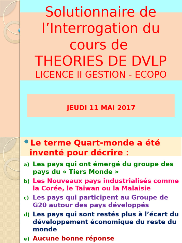 Solutionnaire Théories | PDF | Capitalisme | Pauvreté