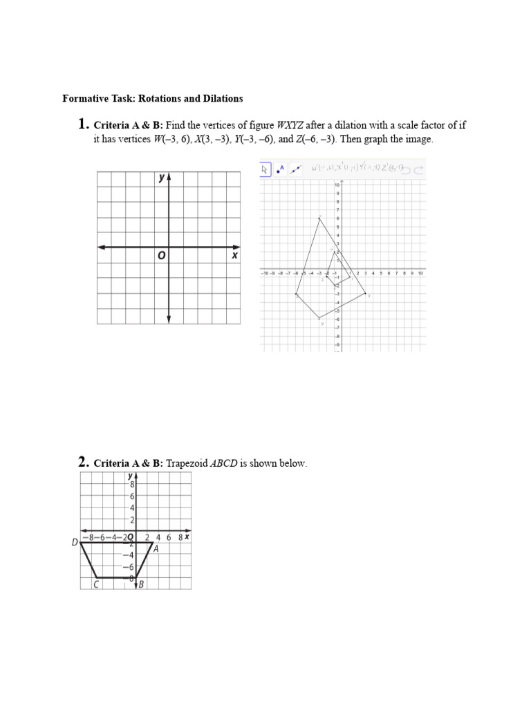 Formative Task Rotations and Dilations | PDF