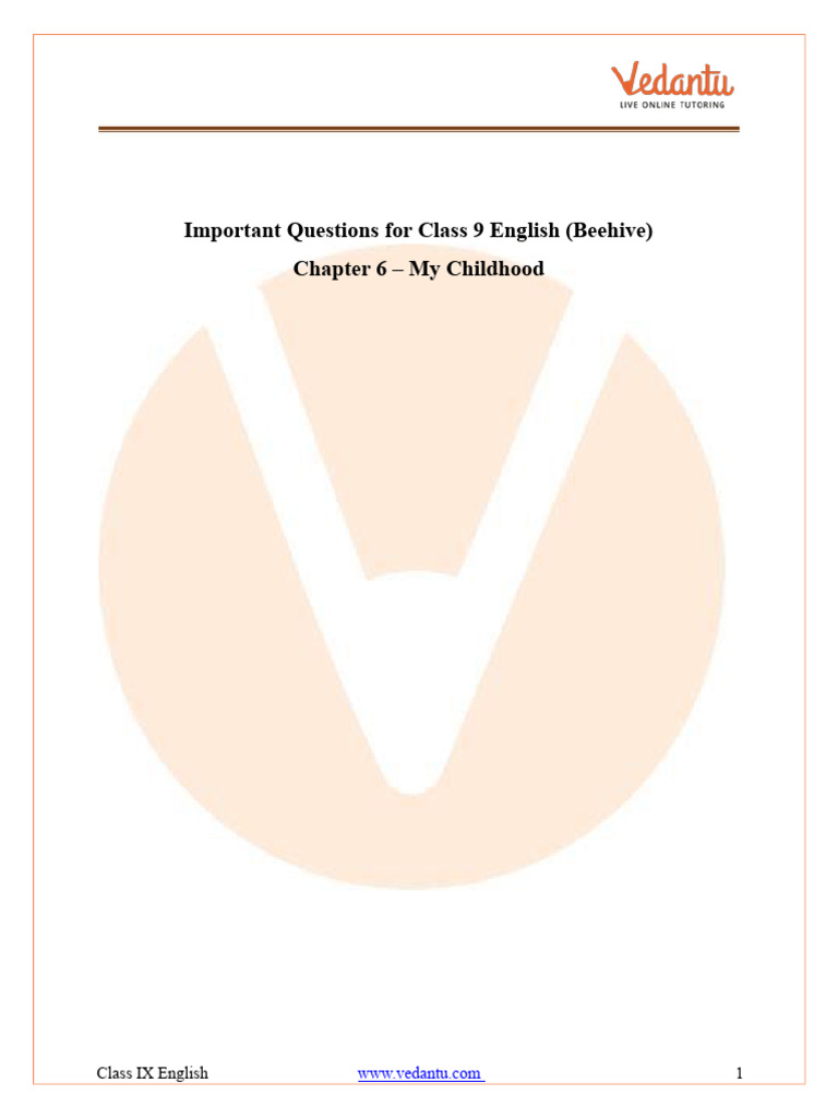 Important Questions Class 9 English Beehive Chapter 6 | PDF | Teachers ...