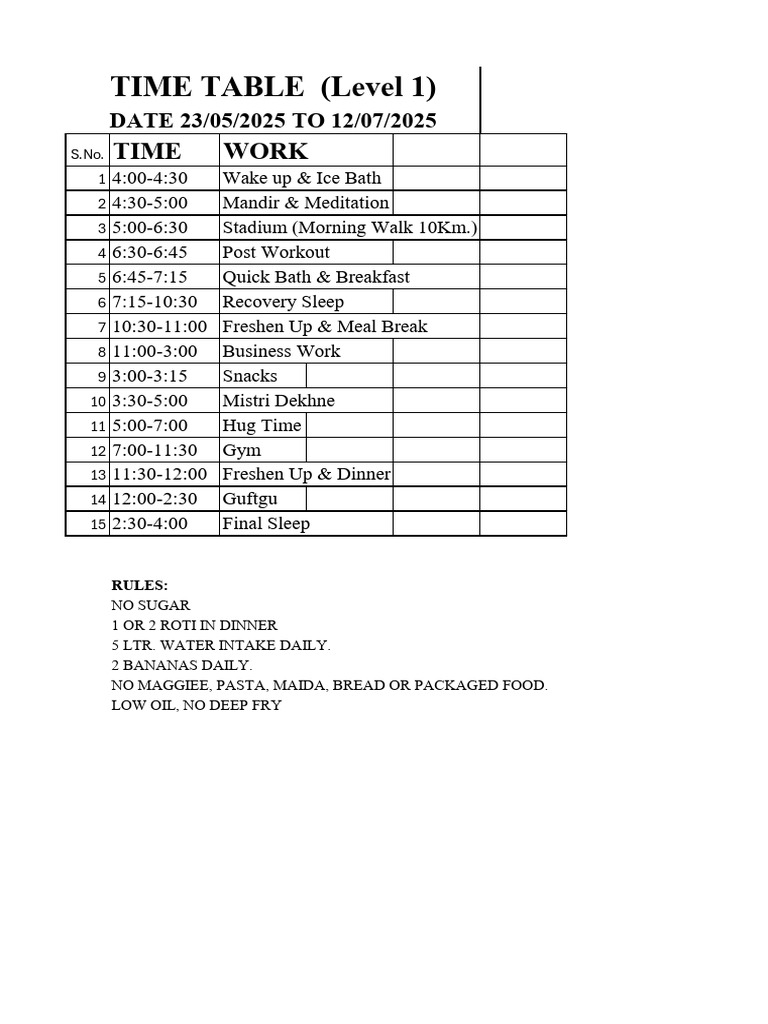 Time Table 1 | PDF