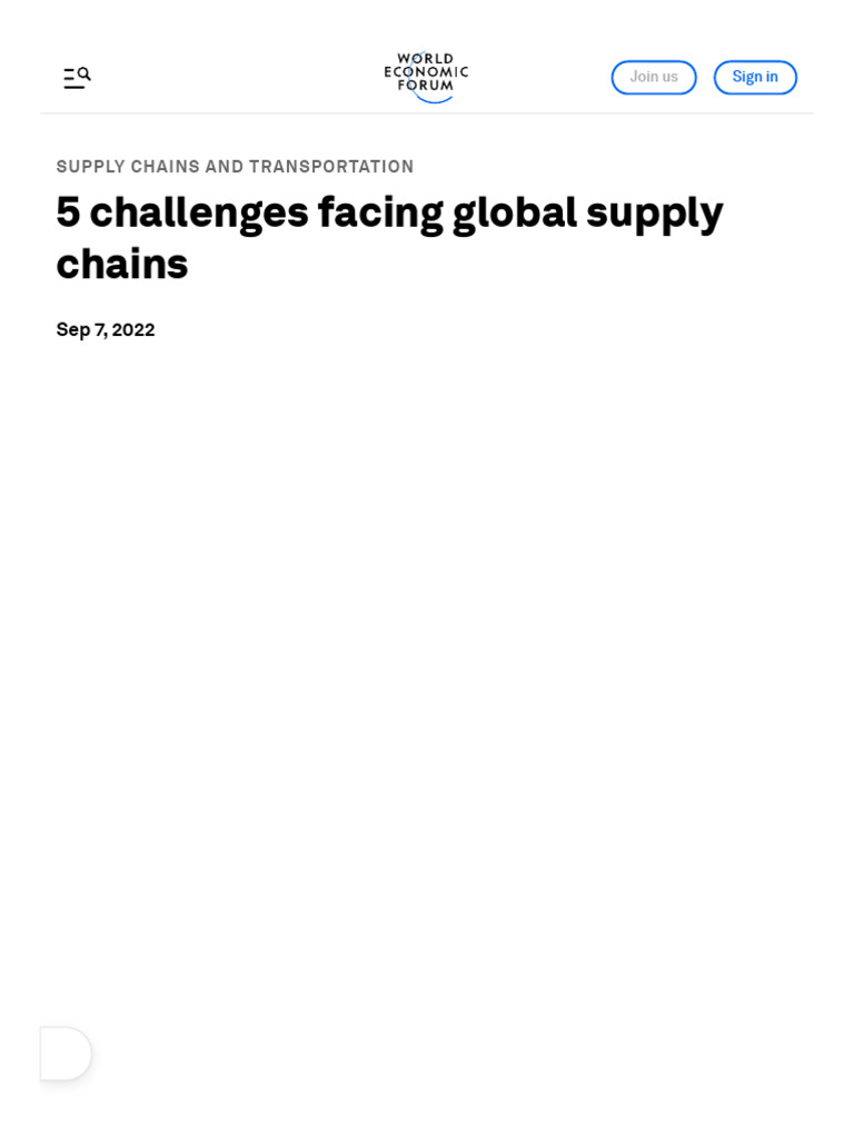 5 Challenges Impacting Global Supply Chains | PDF | Cost Of Living ...