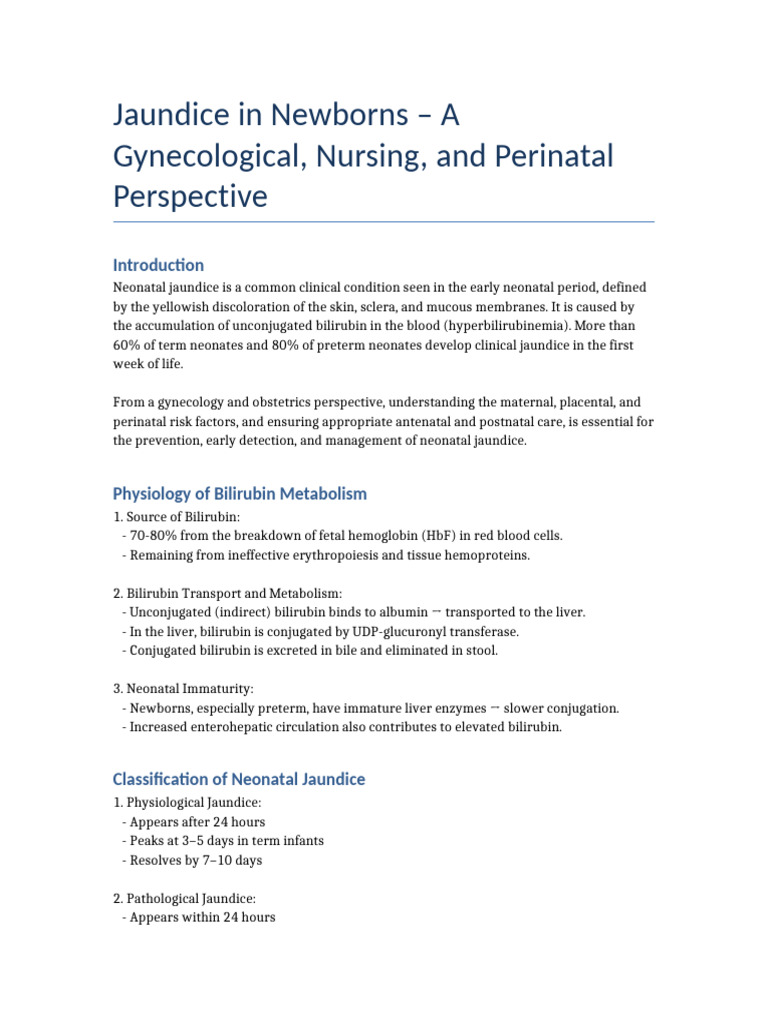 Neonatal Jaundice: Causes and Care | PDF | Medical Specialties ...