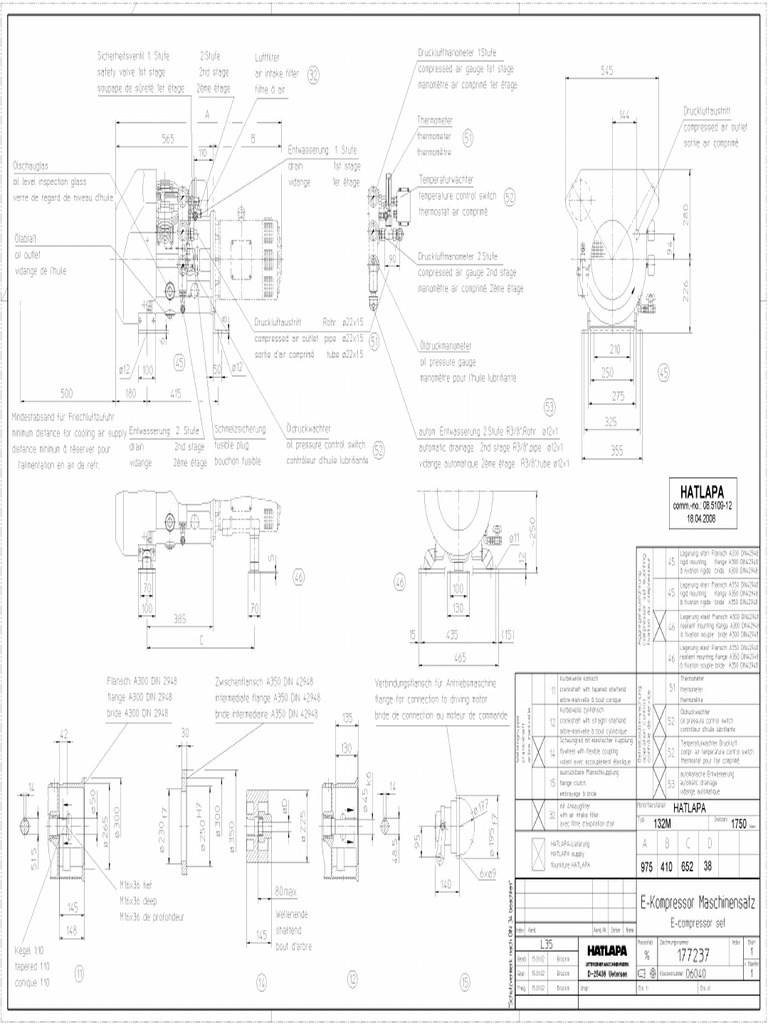 V 381 Starting Air Compressor Drawing | PDF