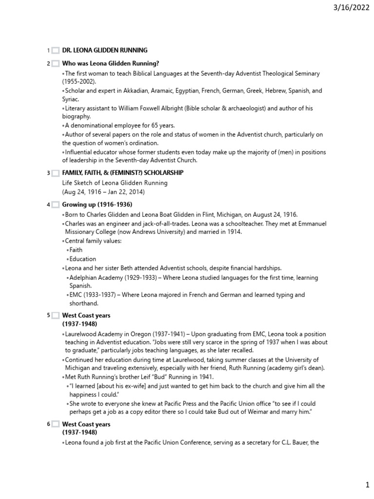 Leona Running Presentation OUTLINE | PDF | Bible | Seventh Day ...