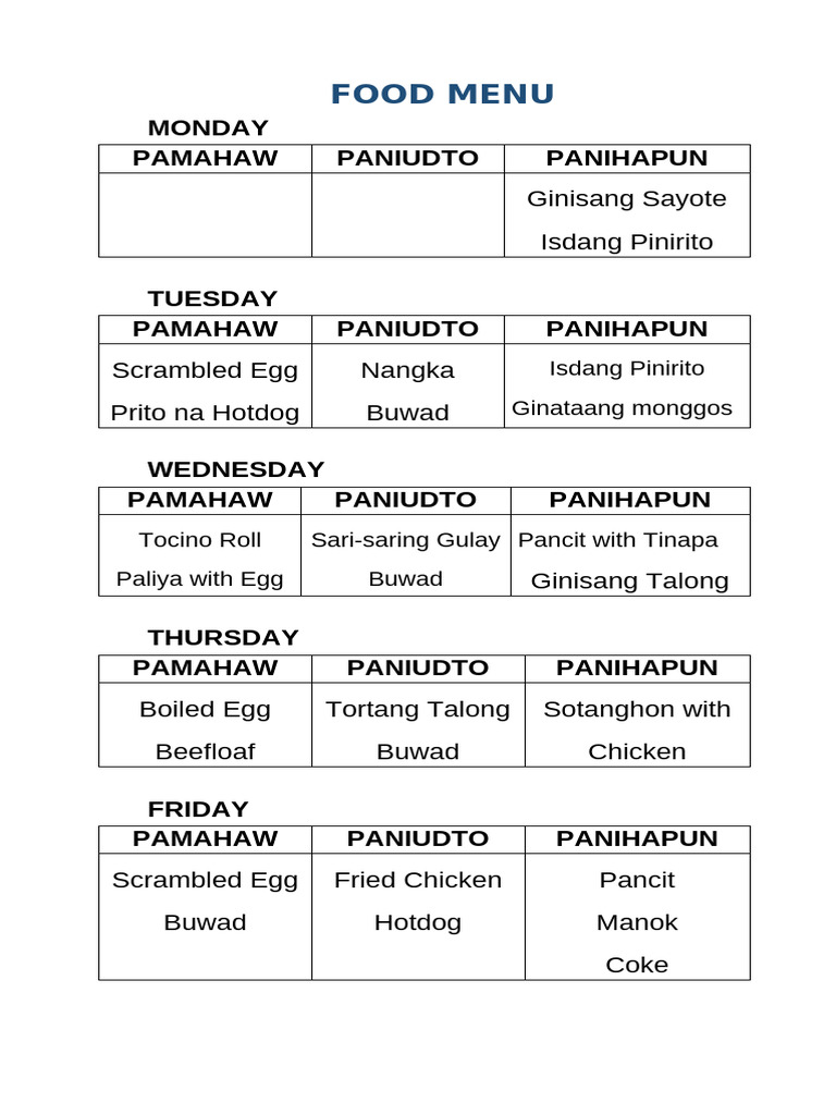 Food Menu | PDF