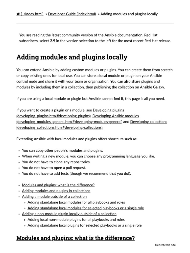 Adding Ansible Modules and Plugins Locally | PDF