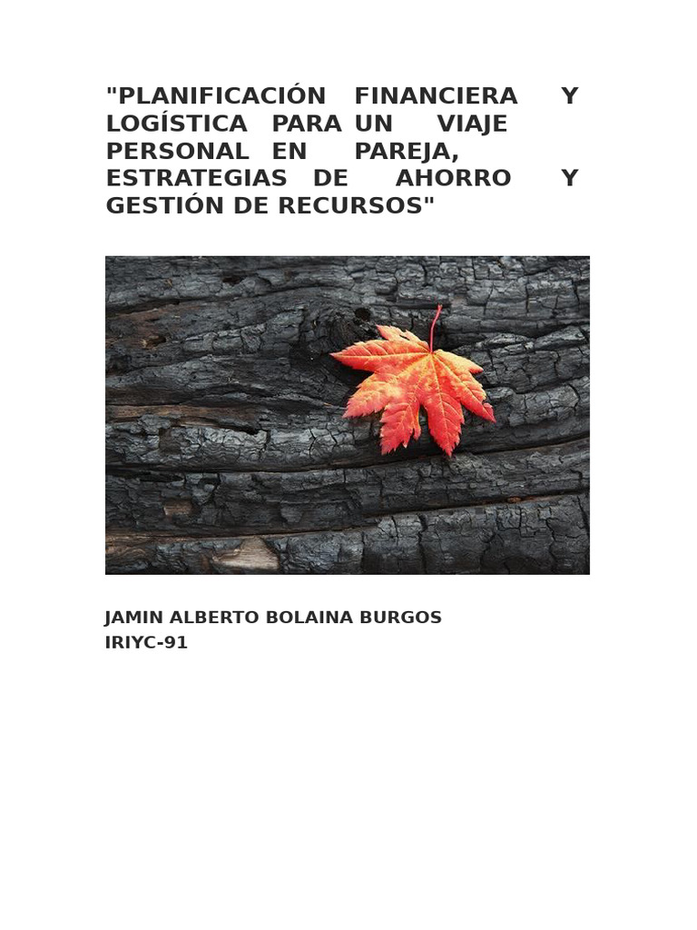 Planificación Financiera y Logística para Un Viaje Personal en Pareja | PDF