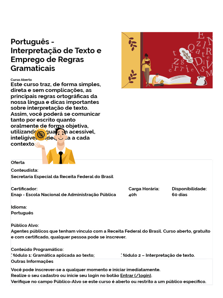 Português - Interpretação de Texto e Emprego de Regras Gramaticais ...