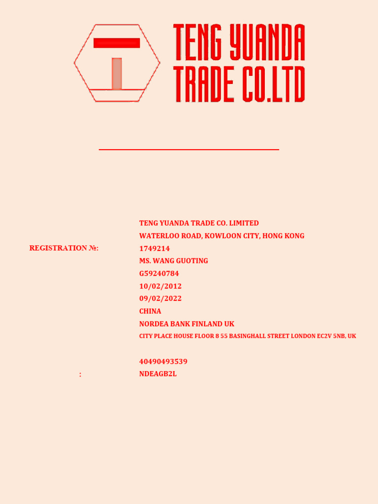 Cis Teng Yuanda Trade Coltd | PDF
