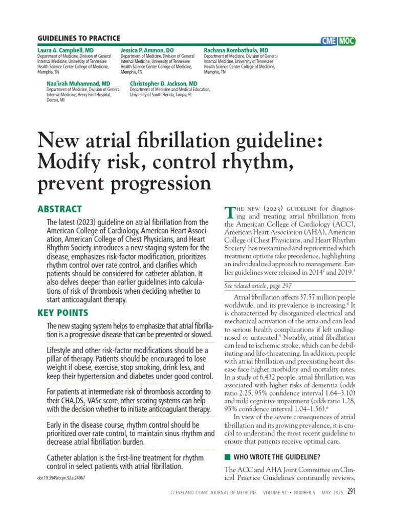 New Atrial Fibrillation Guideline | PDF | Hypertension | Preventive ...
