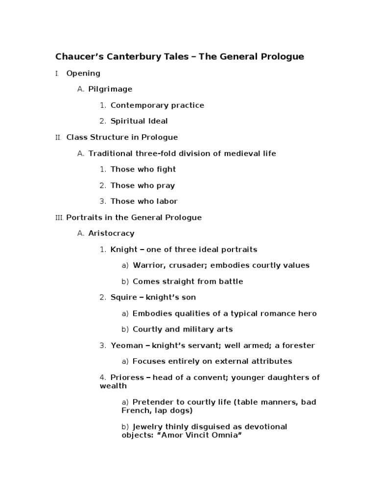 Chaucer's Canterbury Tales - The General Prologue | PDF | The ...