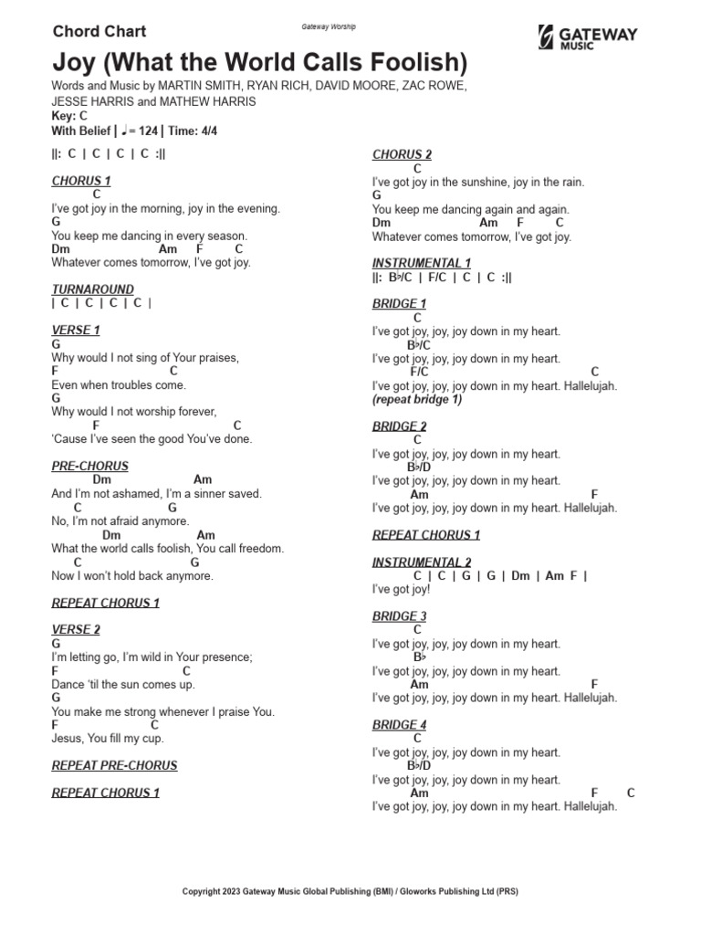 Joy: What the World Calls Foolish Chords | PDF | Song Structure ...