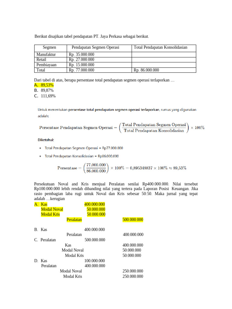 Contoh Latihan Soal AKL 2 | PDF