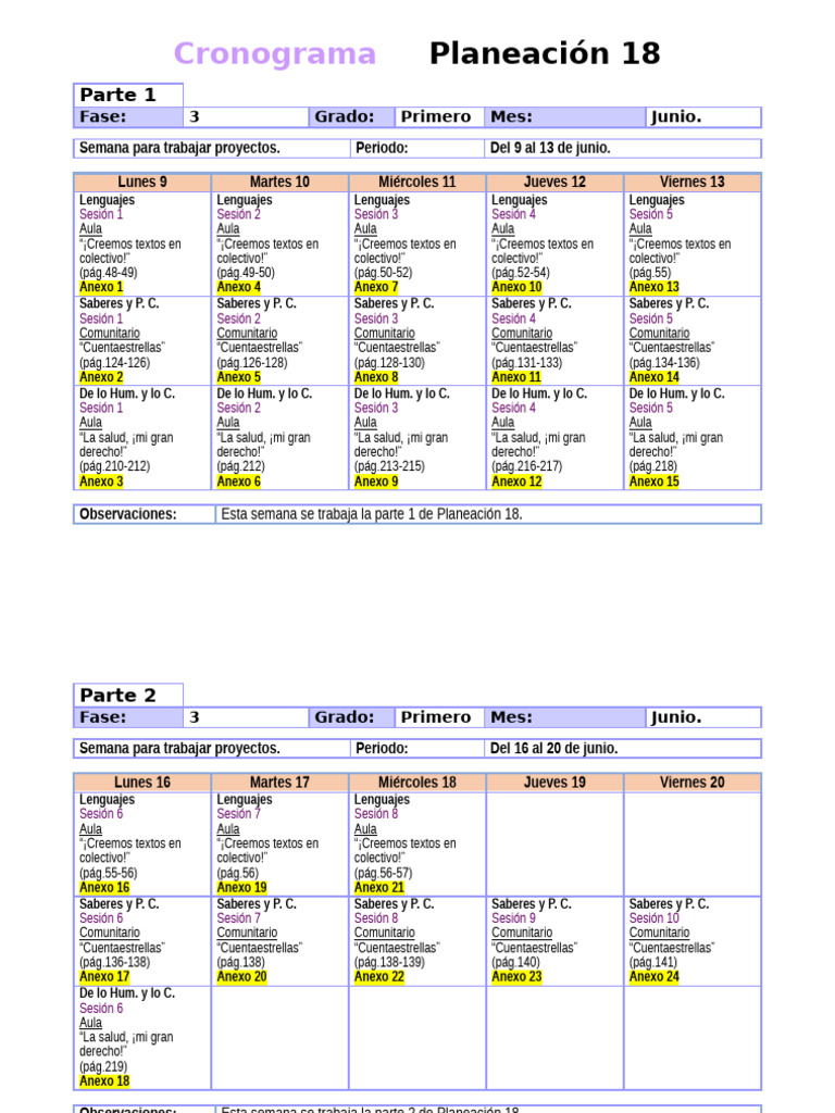 1°? S37 JP Cronograma | PDF