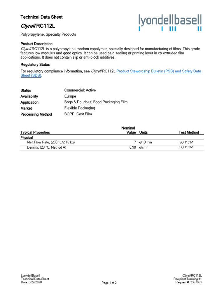Clyrell RC112L Technical Data Sheet | PDF | Information | Specification ...
