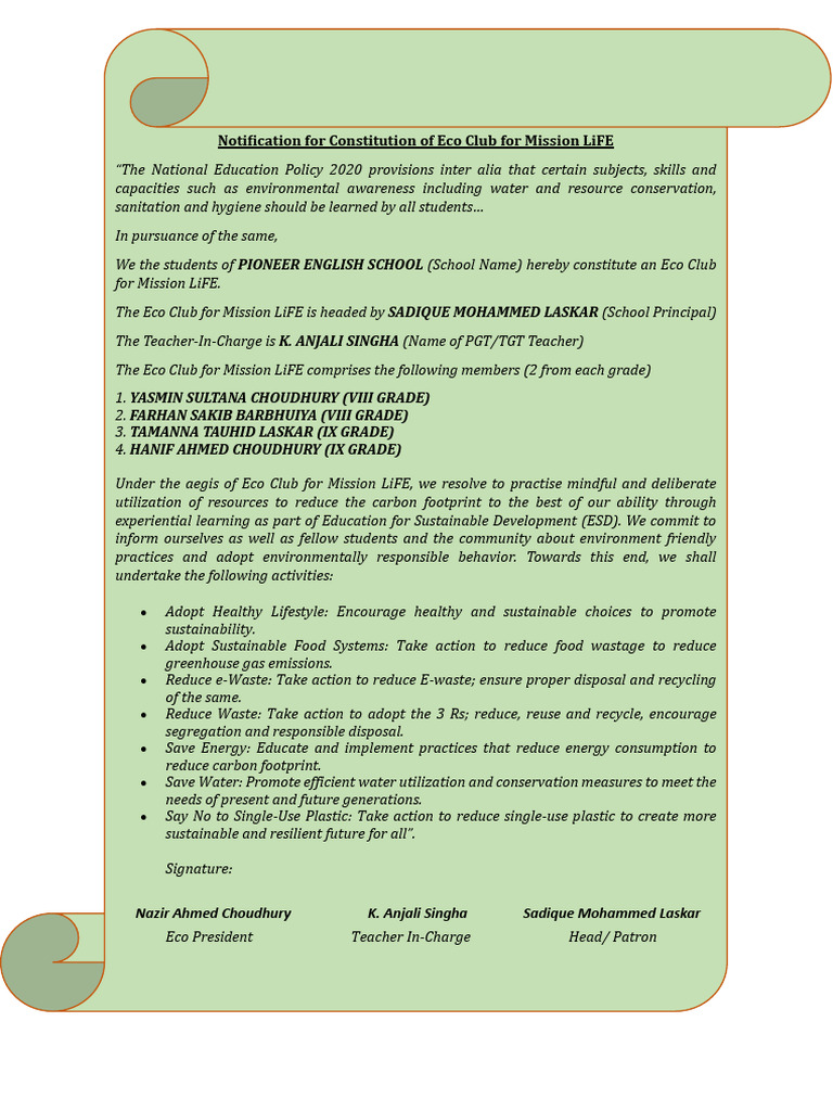 Eco Club Formation - Notification | PDF