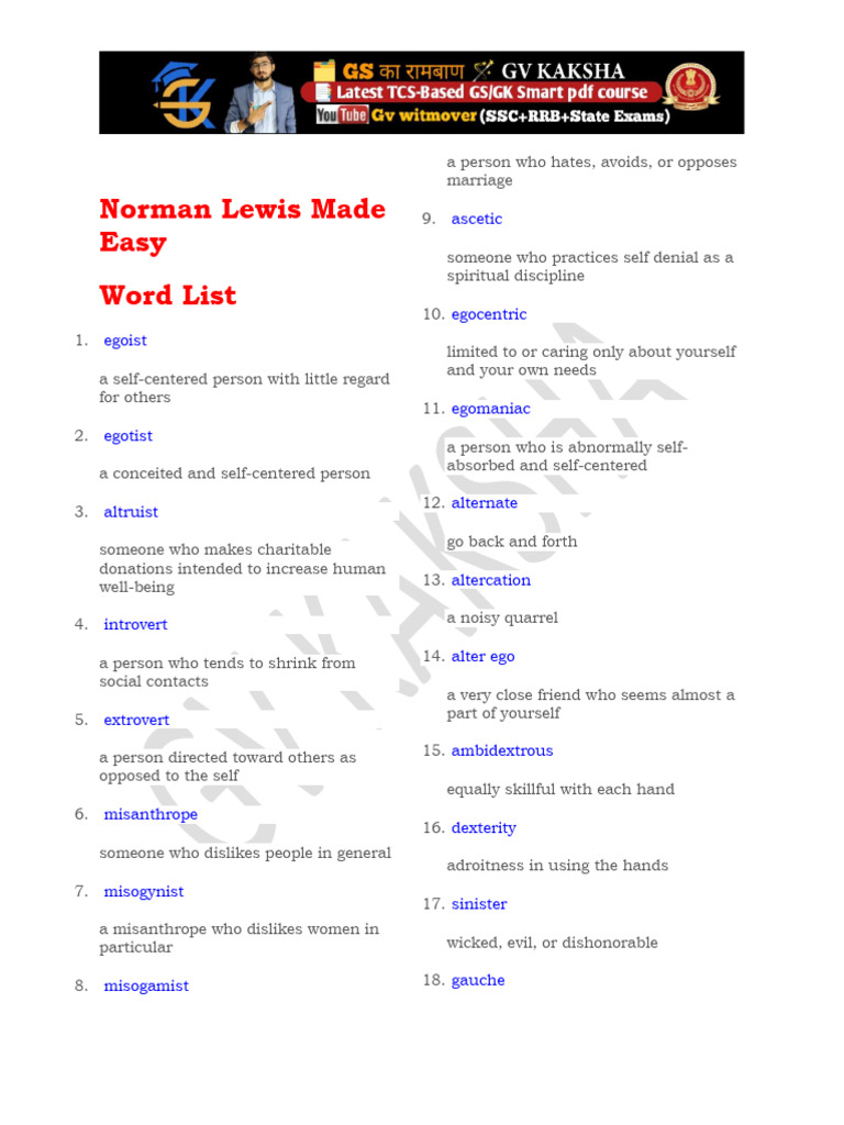 Norman Lewis Word List-Gv | PDF | Heart | Dentistry
