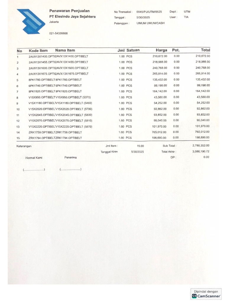 Price List Opti Baru | PDF