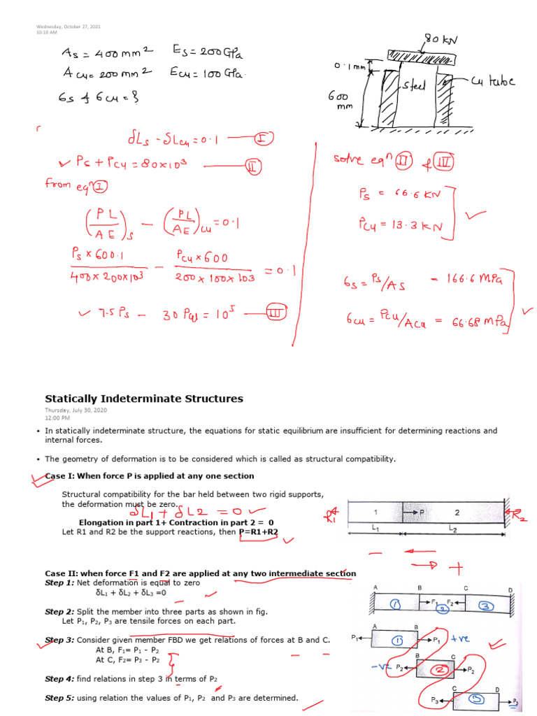 Indeterminate Structures | PDF | Force | Deformation (Engineering)