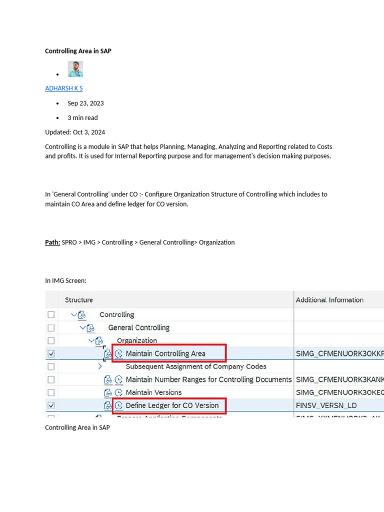 Controlling Area in SAP | PDF | Currency | Business