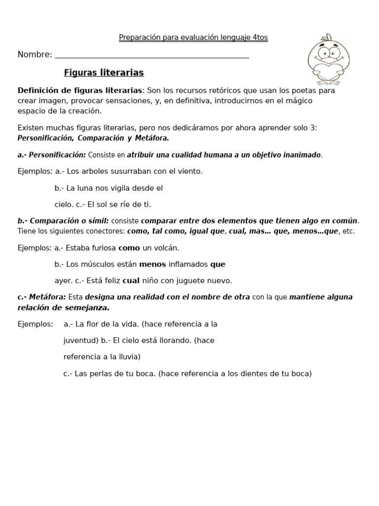 GUIA Preparacion Lenguaje Figurado 4tos | PDF | Metáfora | Predicado ...