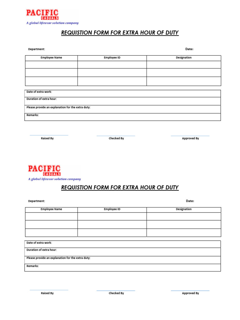 OT Requisition Format | PDF