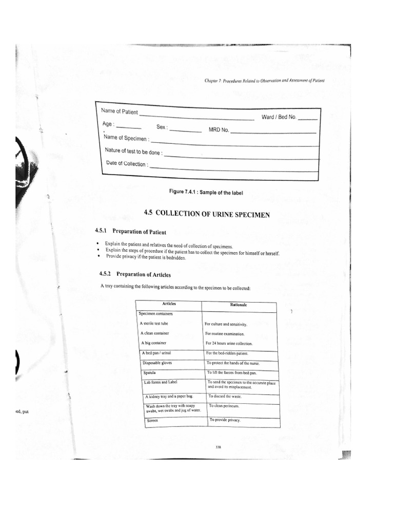 Procedure Urine Stool Collection | PDF